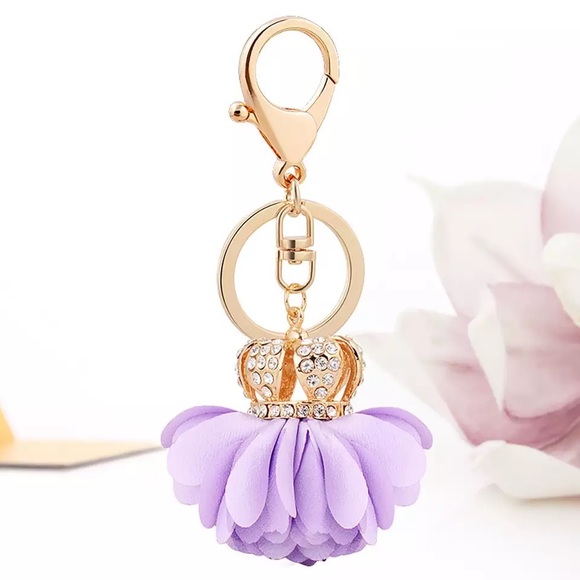 Accessories | Elegant Gold Crystal Crowned Lavender Camellia Rose ...